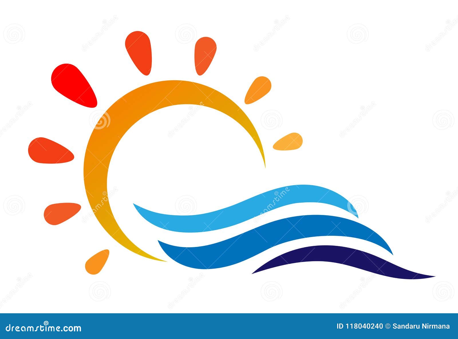 Sun E O Mar Acenam O Logotipo No Fundo Branco Ilustração do Vetor ...