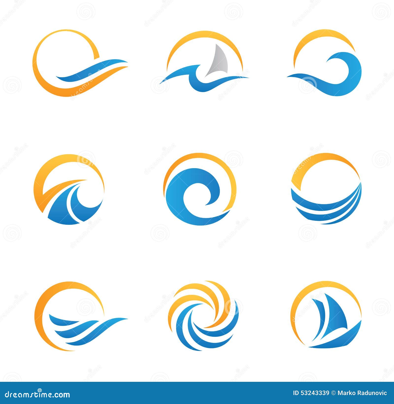 Sun E Simbolo Ed Icone Del Mare Illustrazione di Stock - Illustrazione ...