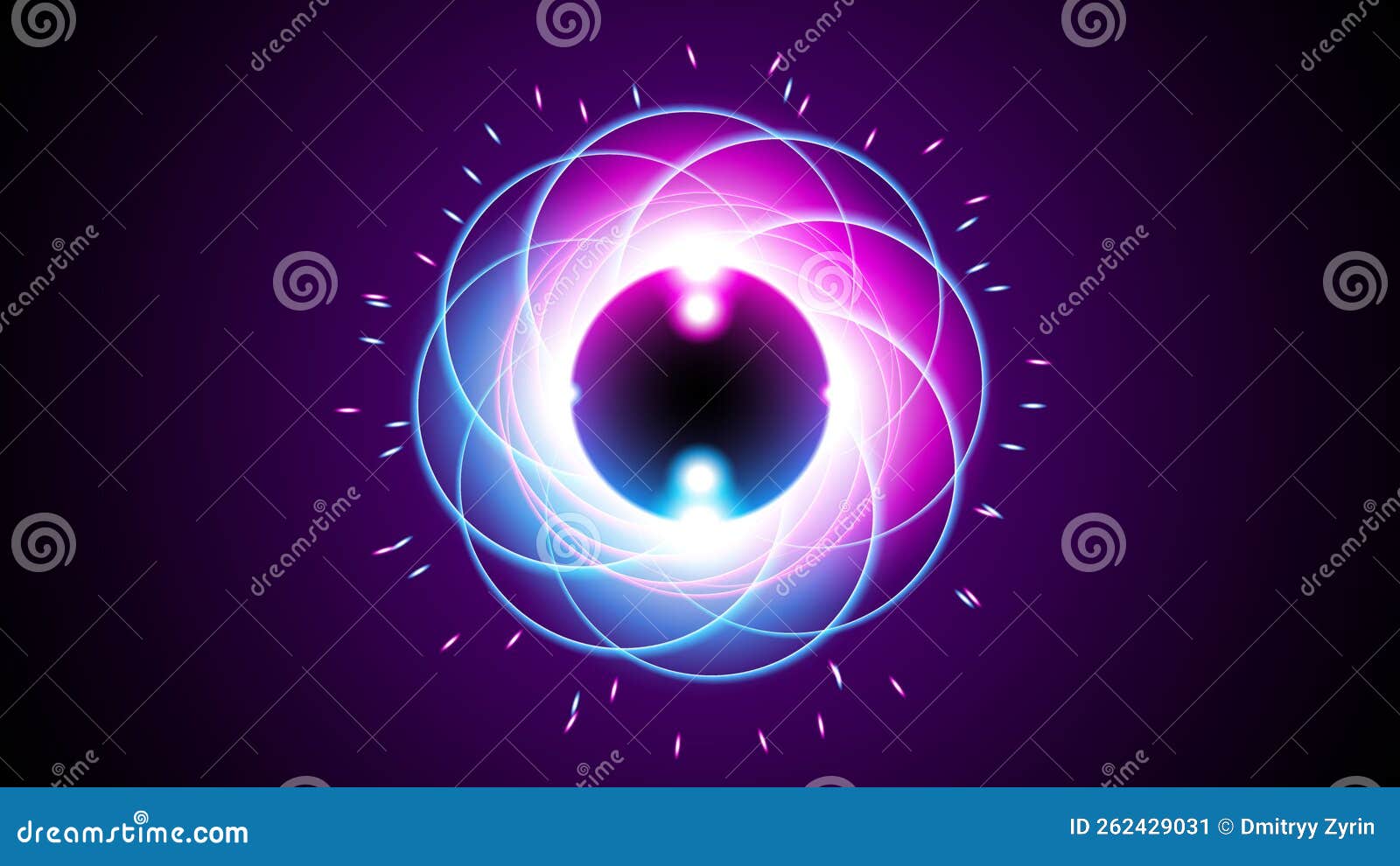 Sun Eclipse with Blue and Pink Fire on Dark Background, Vector. Moon ...
