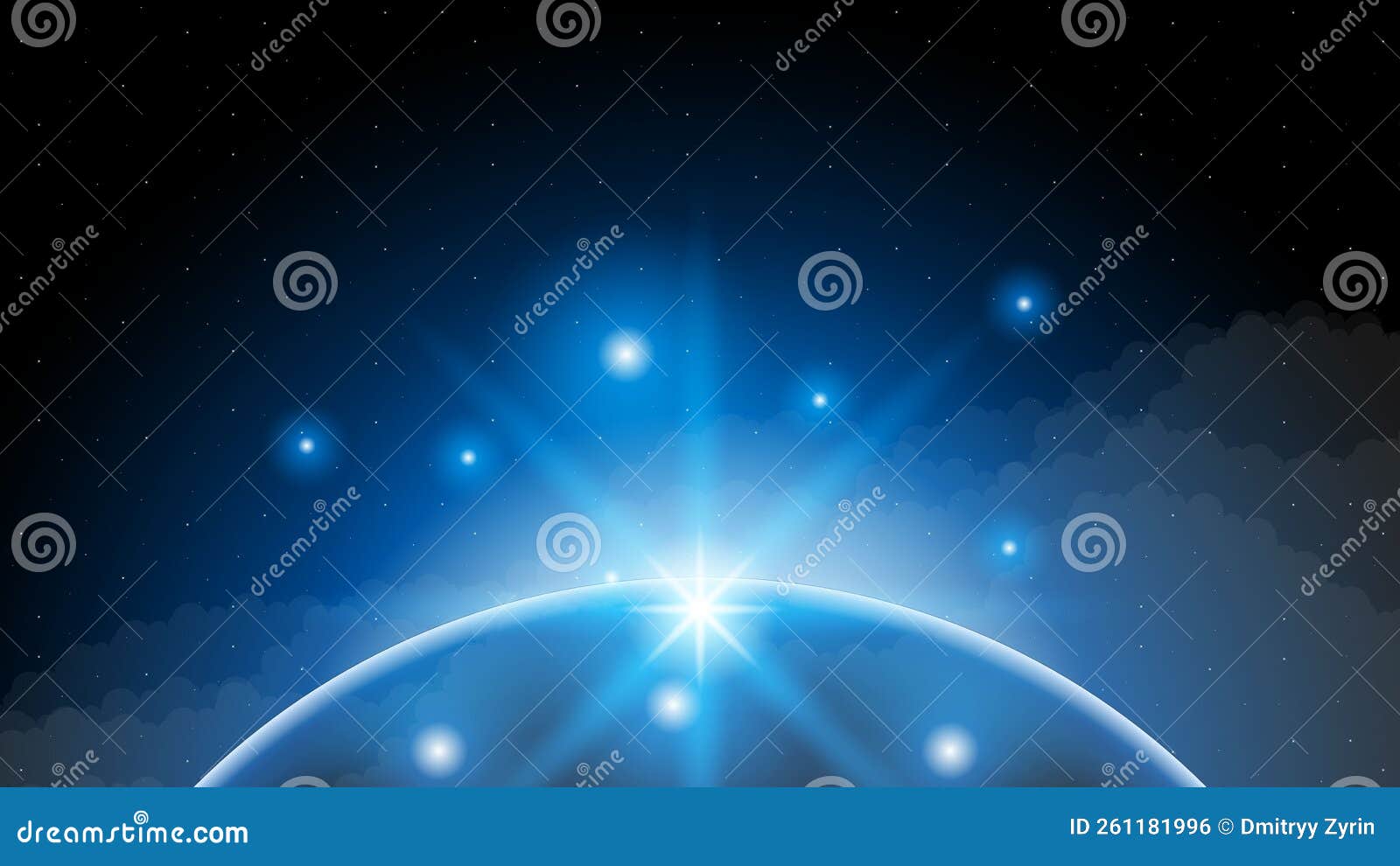 Sun Eclipse Color Blue Fire Dark Background Vector Moon Design Style ...