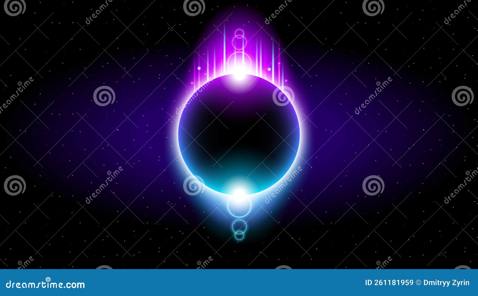 Sun Eclipse Color Blue and Purple Fire Dark Background Vector Moon ...