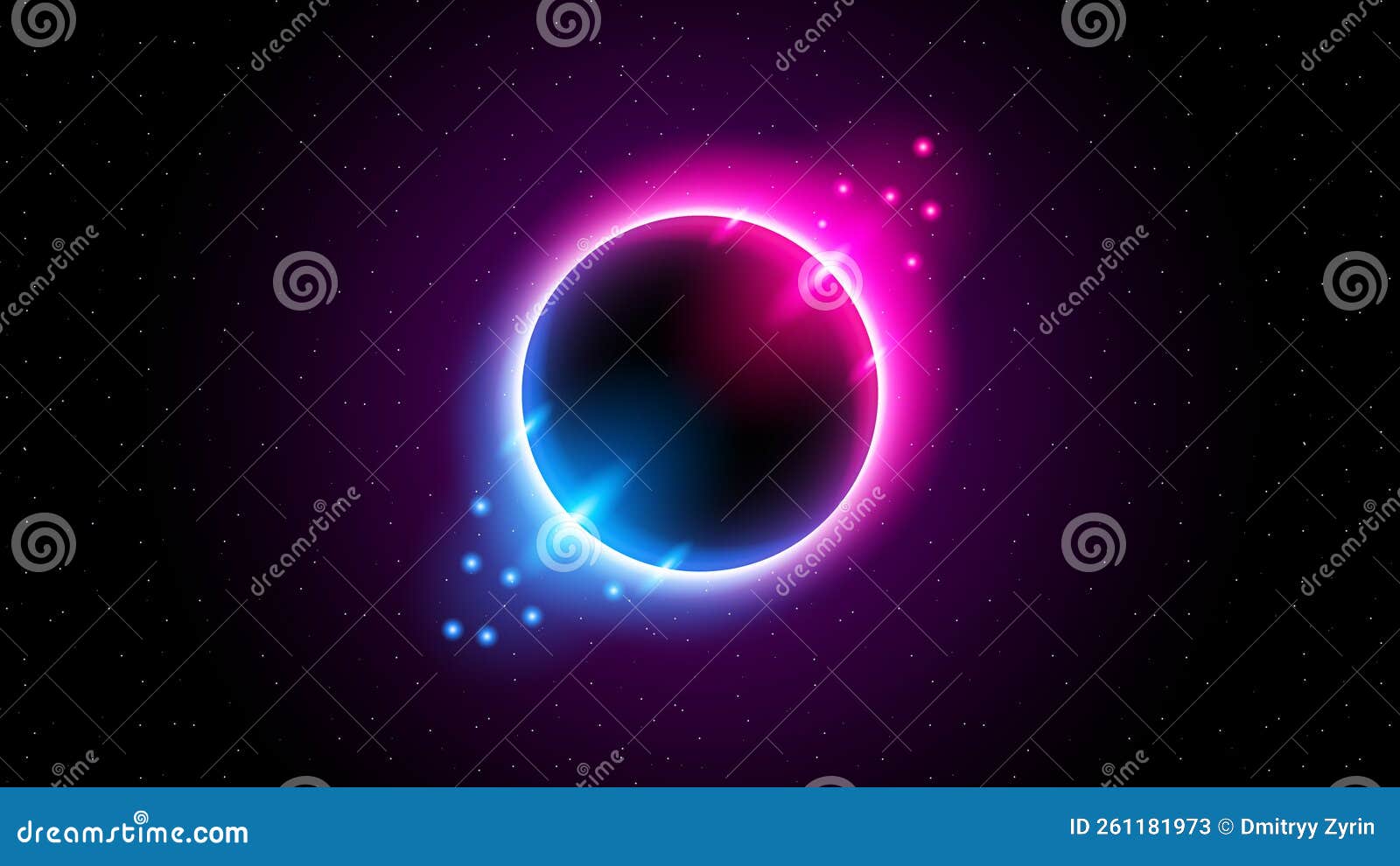 Sun Eclipse Color Blue and Purple Fire Dark Background Vector Moon ...