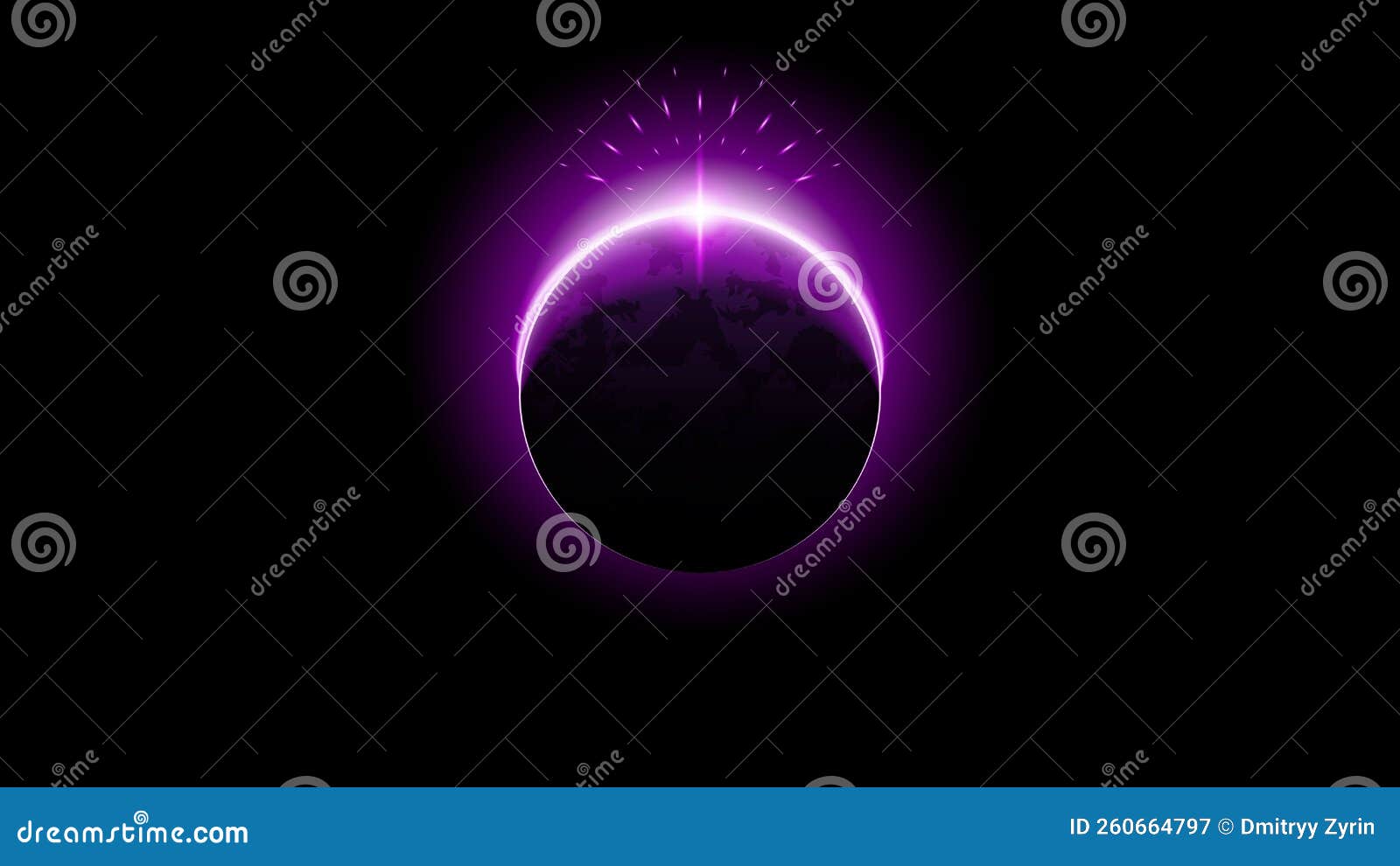 Sun Eclipse Color Purple Fire Dark Background Vector Moon Style Space ...
