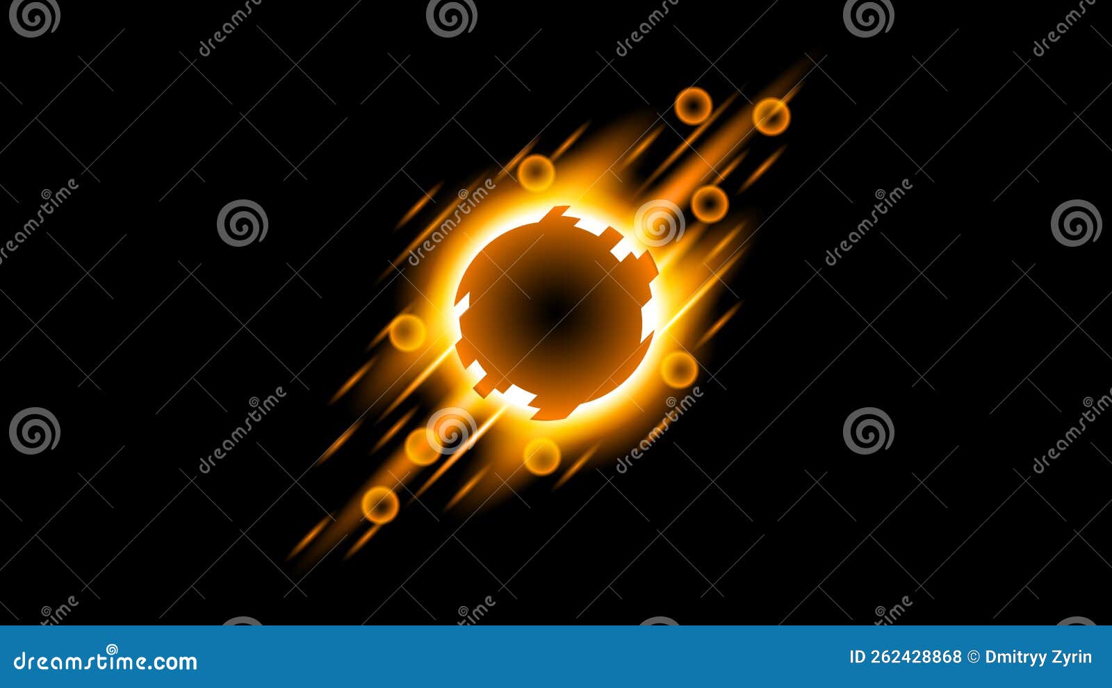 Sun Eclipse with Orange Fire on Dark Background, Vector. Moon Design ...