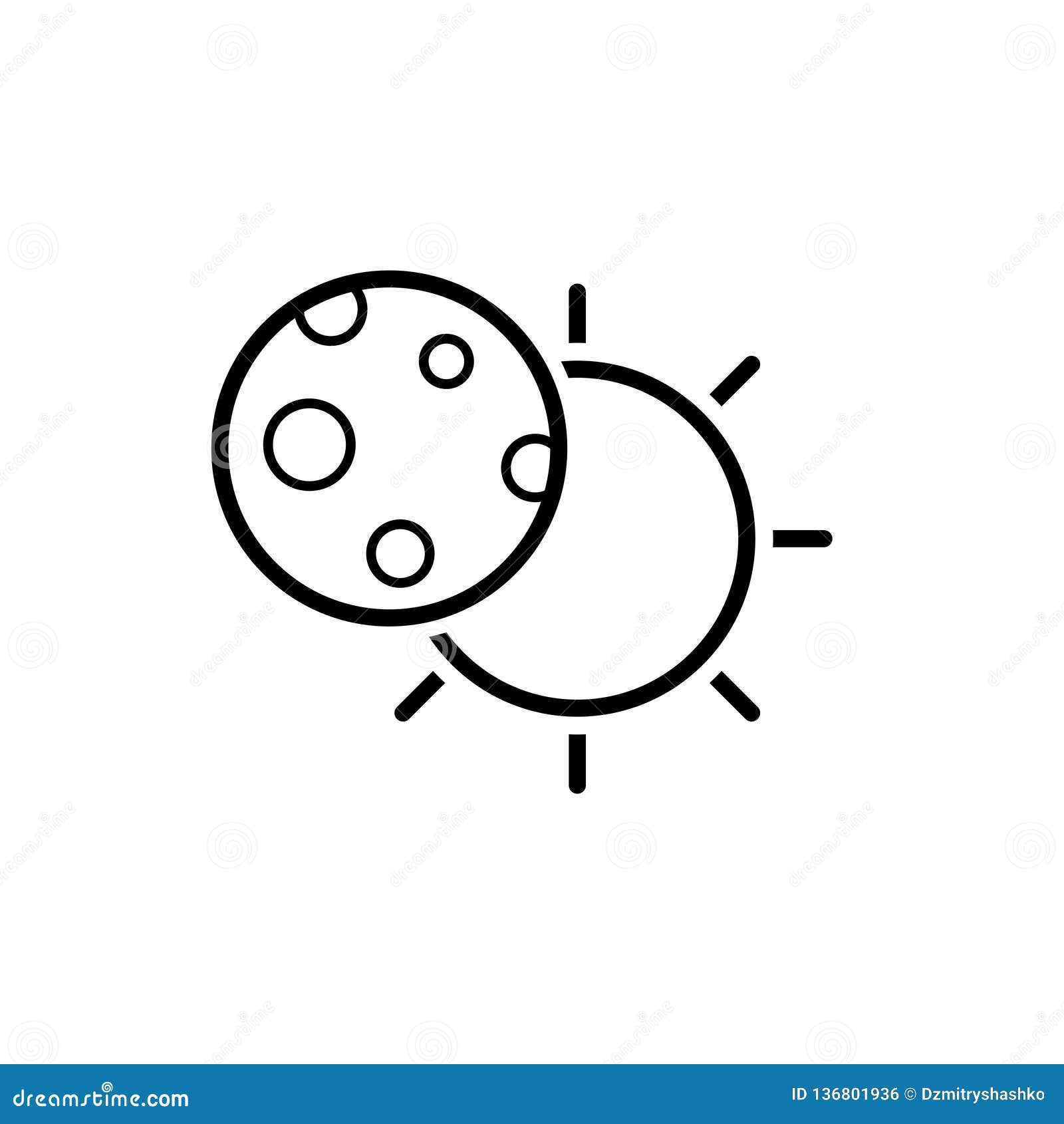 Sun eclipse outline icon stock vector. Illustration of astrophysical ...