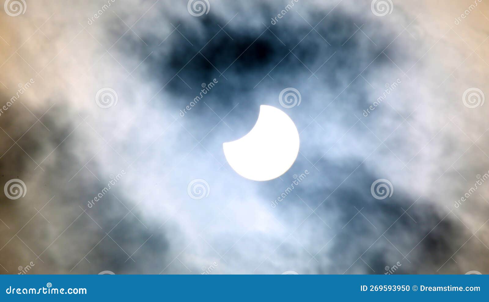 Sun Eclipse (partial) with a Cloudy Sky Around Stock Photo - Image of cloudy, astronomy: 269593950