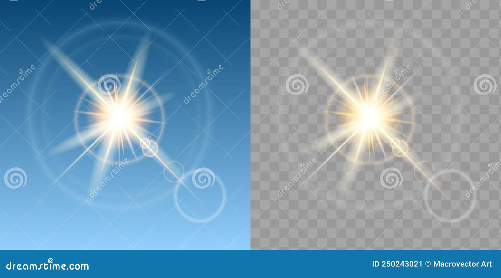 Sun Effect in Blue Sky Composition Set Stock Vector - Illustration of ...