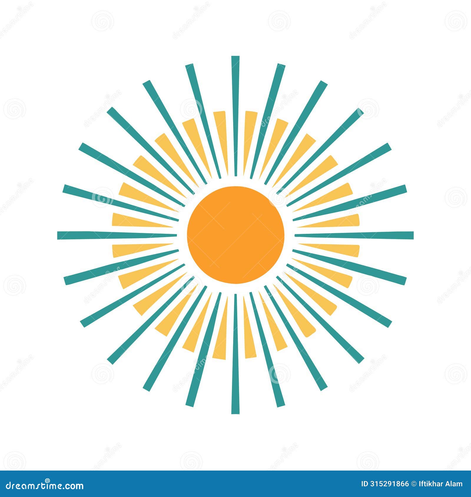 A Sun Emitting Bright and Sharp Rays in a Stylized Design, Sunburst ...