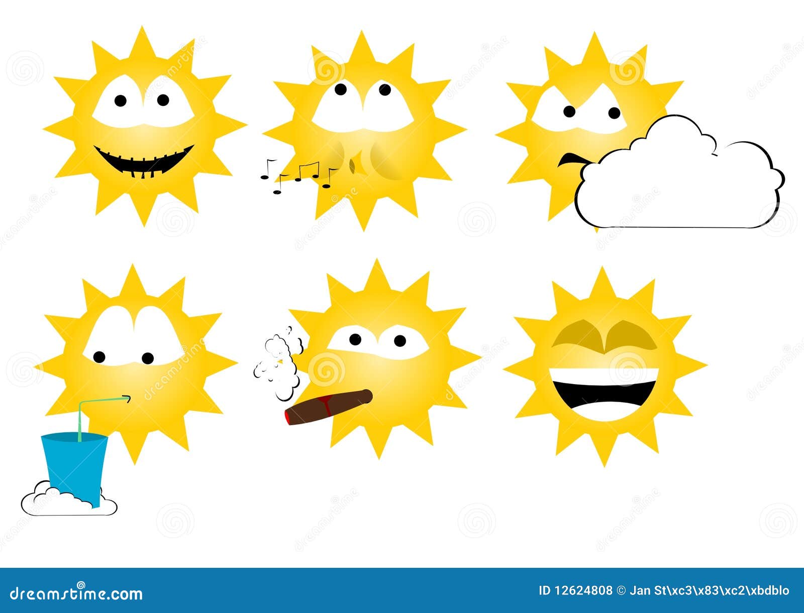 Sun emoticons stock vector. Illustration of happiness - 12624808