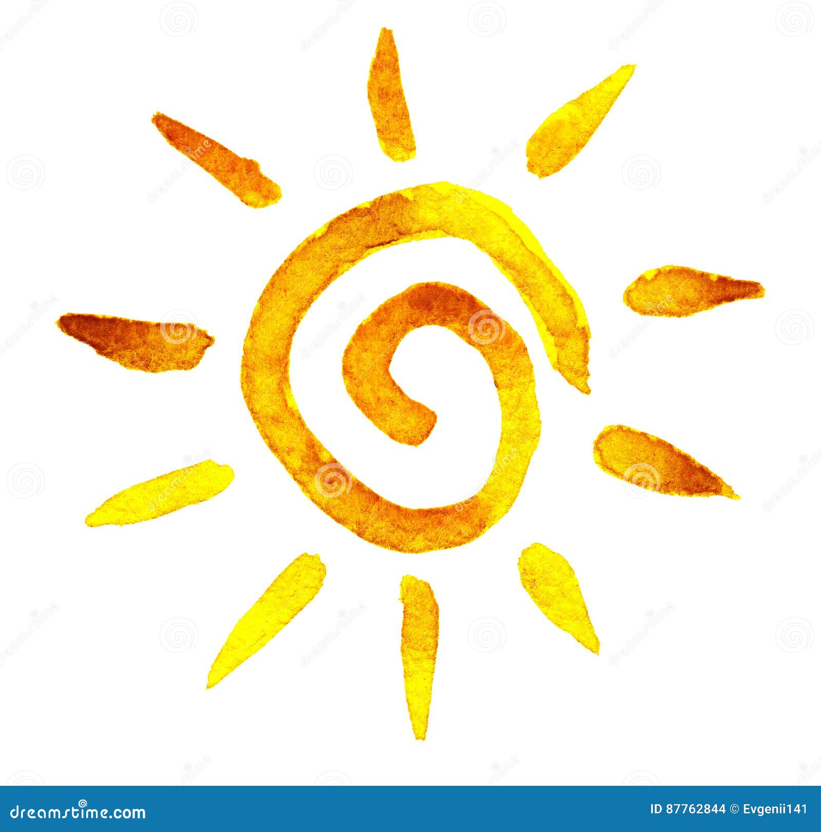 Sun en acuarela stock de ilustración. Ilustración de trazado - 87762844