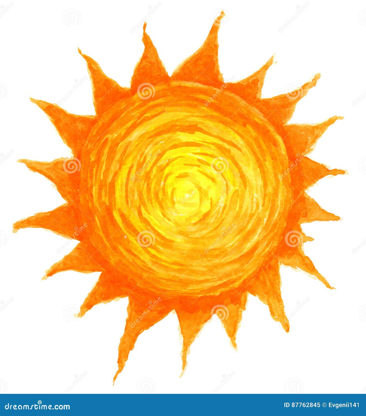 Sun en acuarela stock de ilustración. Ilustración de acuarela - 87762845