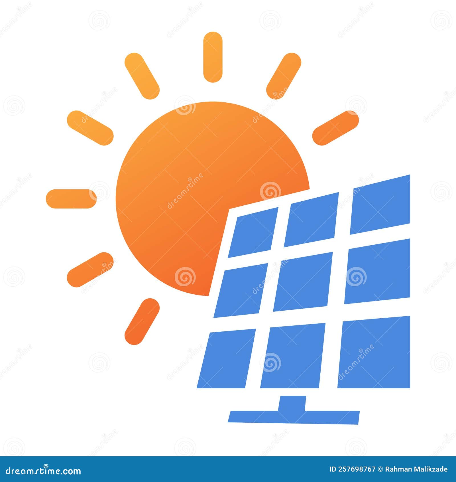 Sun Energy Flat Logo. Solar Panel and Sun, Vector Illustration Stock ...