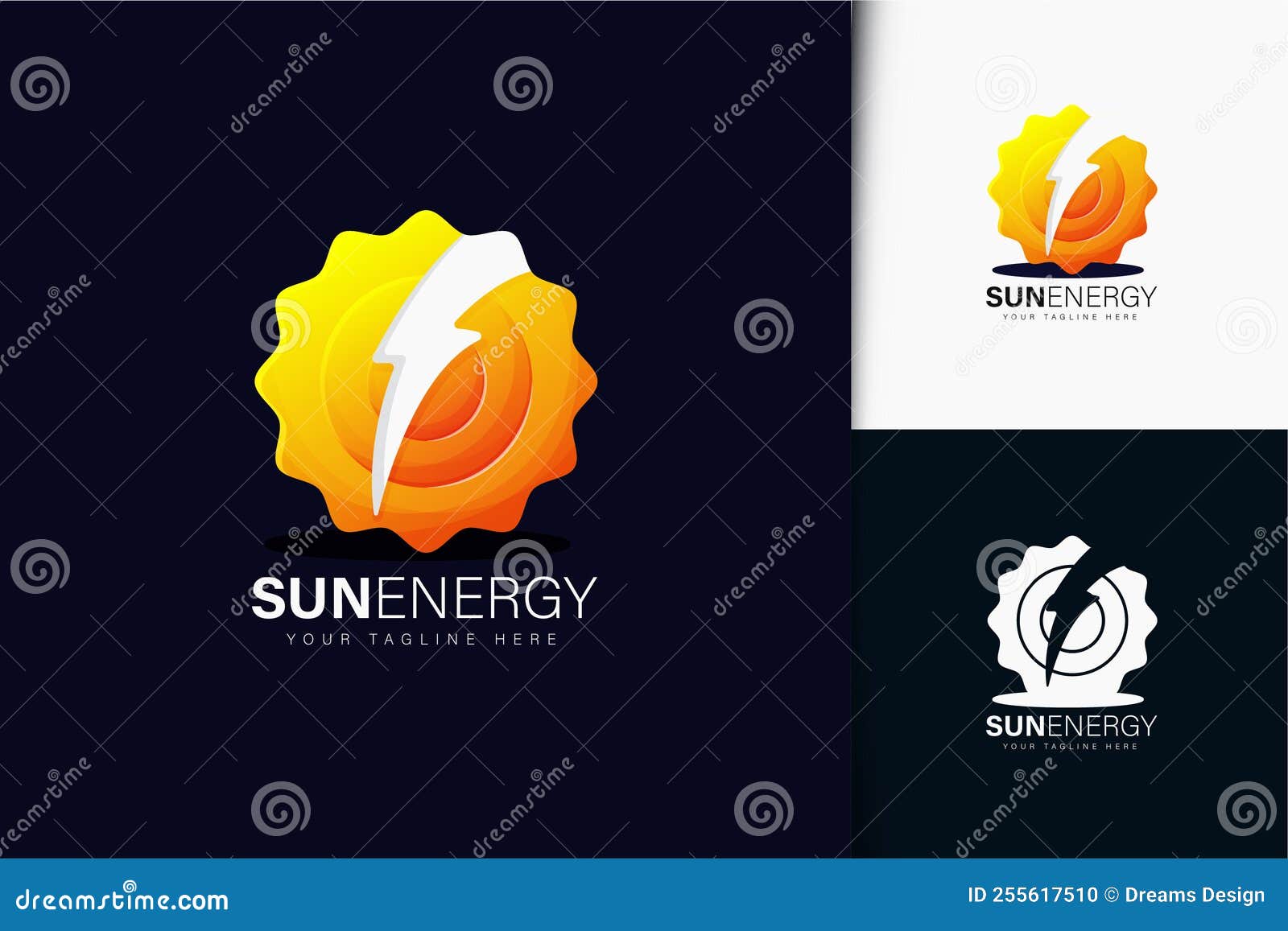 Sun Energy Logo Design with Gradient Stock Vector - Illustration of ...