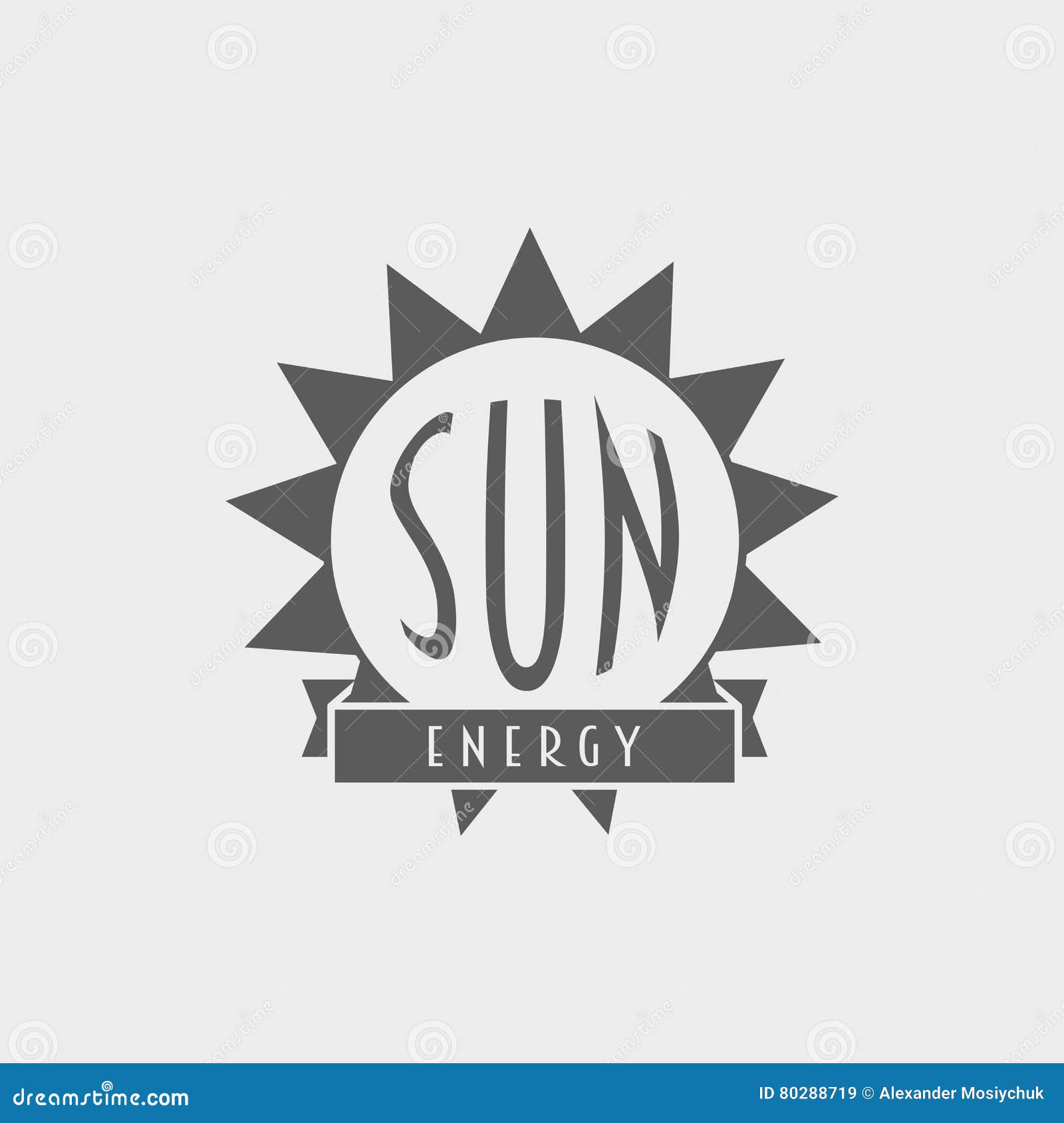Sun Energy Logo, Label Design Concept with Sun and Ribbon. Stock Vector ...
