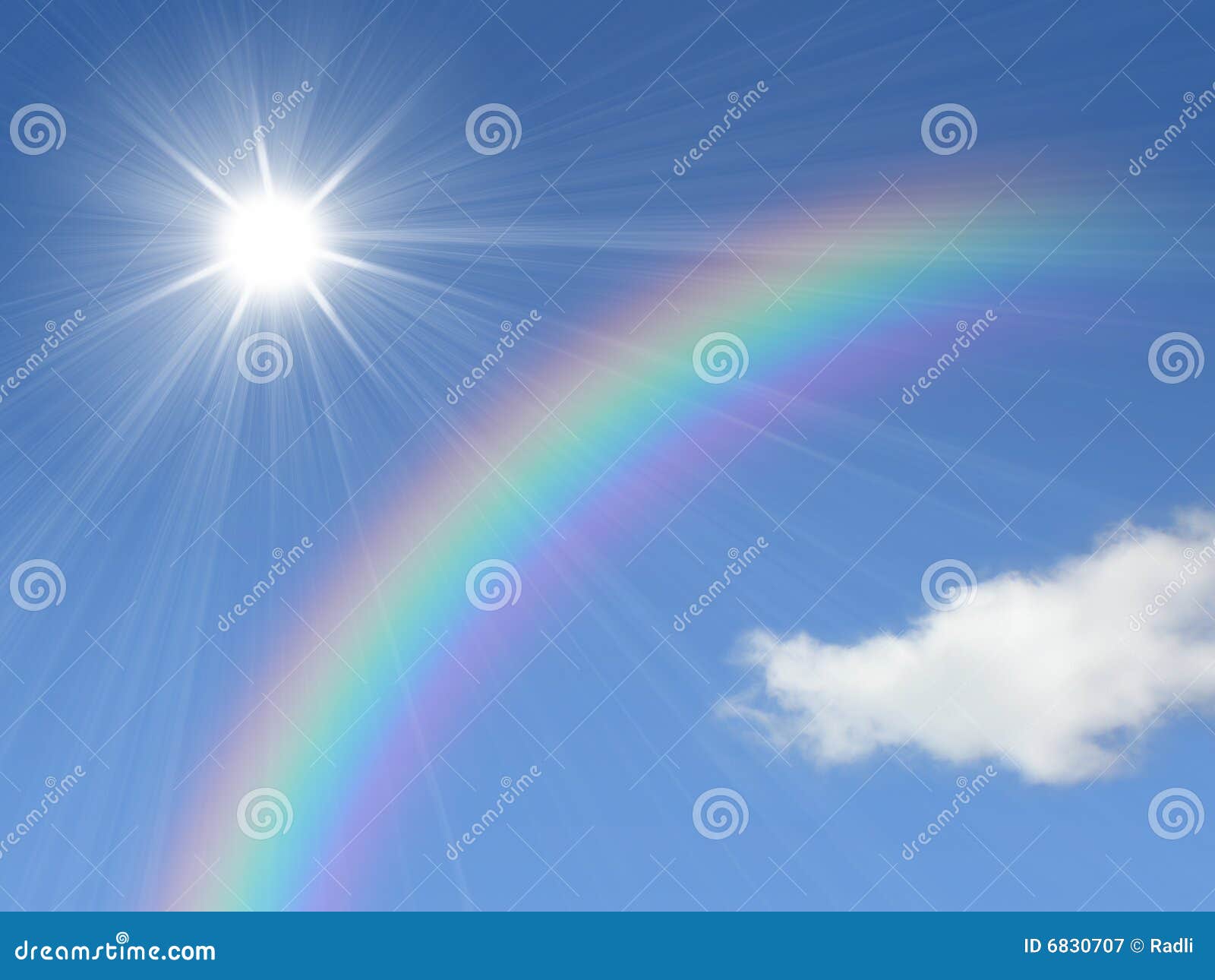 Sun et arc-en-ciel illustration stock. Illustration du pourpré - 6830707