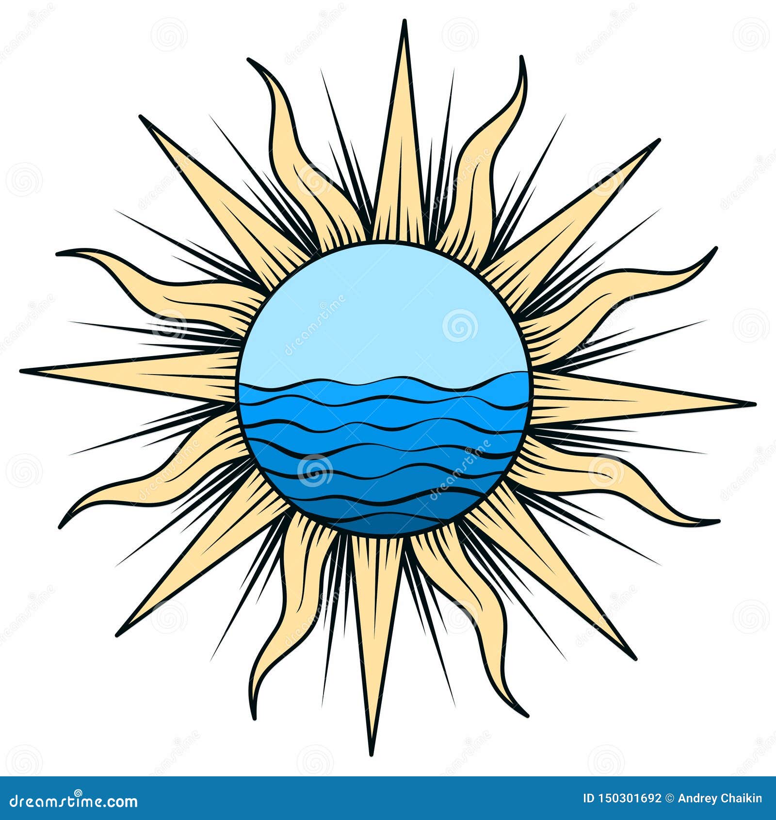 Sun et symbole de mer illustration de vecteur. Illustration du soleil ...