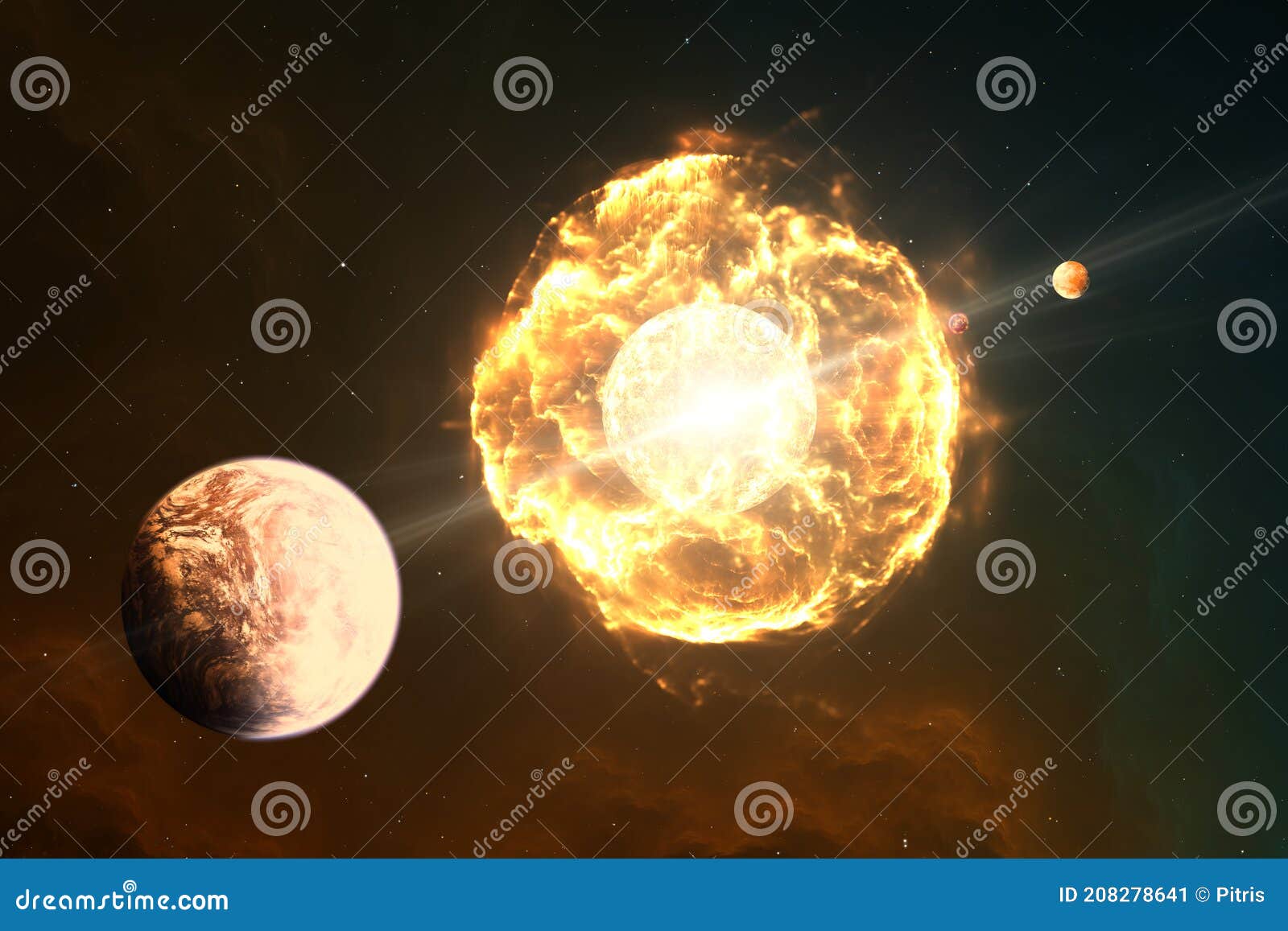 Sun Expanding into a Red Giant Stock Illustration - Illustration of ...