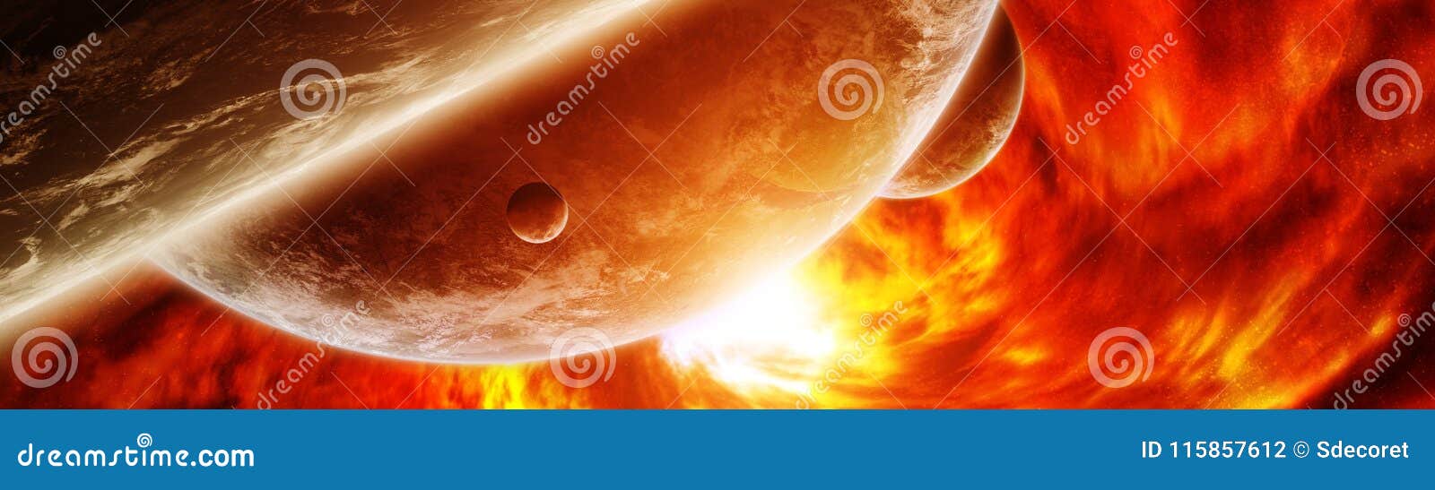 Exploding Sun in Space Close To Planet 3D Rendering Elements of Stock ...