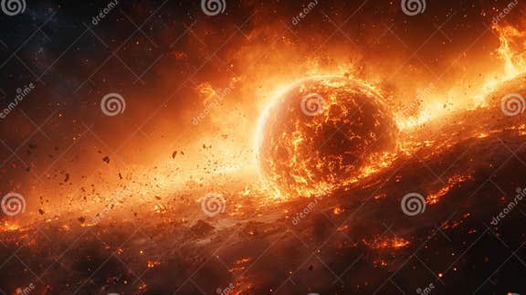 Sun Exploding with Fiery Eruption in Deep Space - Generative Ai Stock ...