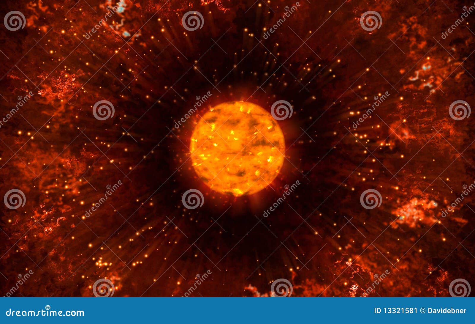 Sun with Exploding Flares stock illustration. Illustration of heat ...
