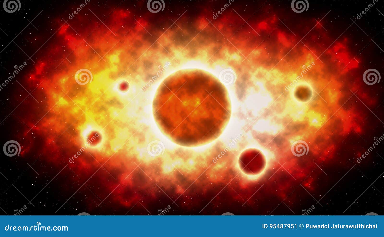 The Sun Explosion and Planet on Space . Illustration Stock Illustration ...