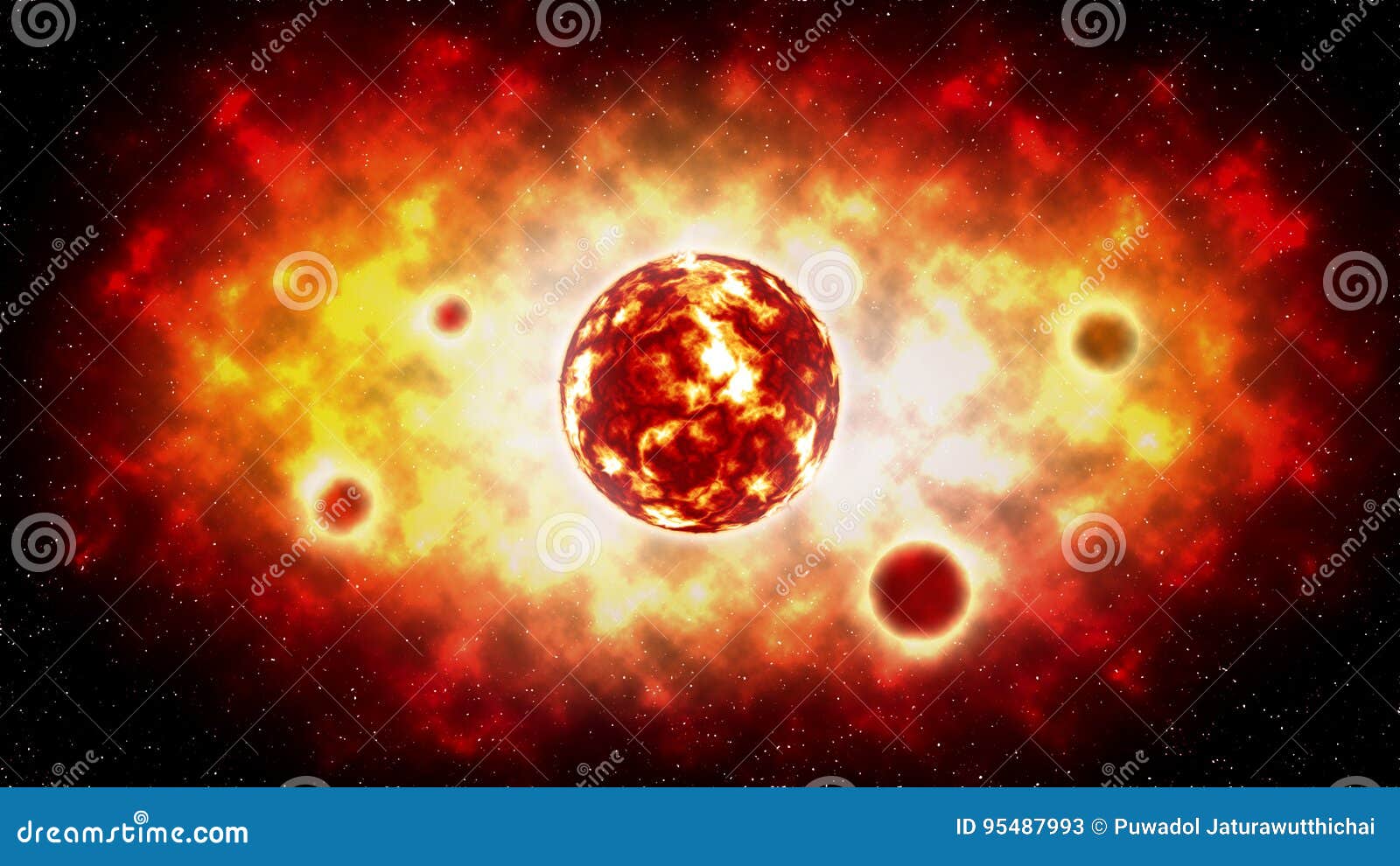 The Sun Explosion and Planet on Space . Illustration Stock Illustration ...