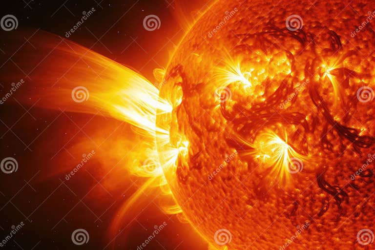 Sun with Explosions on the Surface Stock Photo - Image of cosmic ...