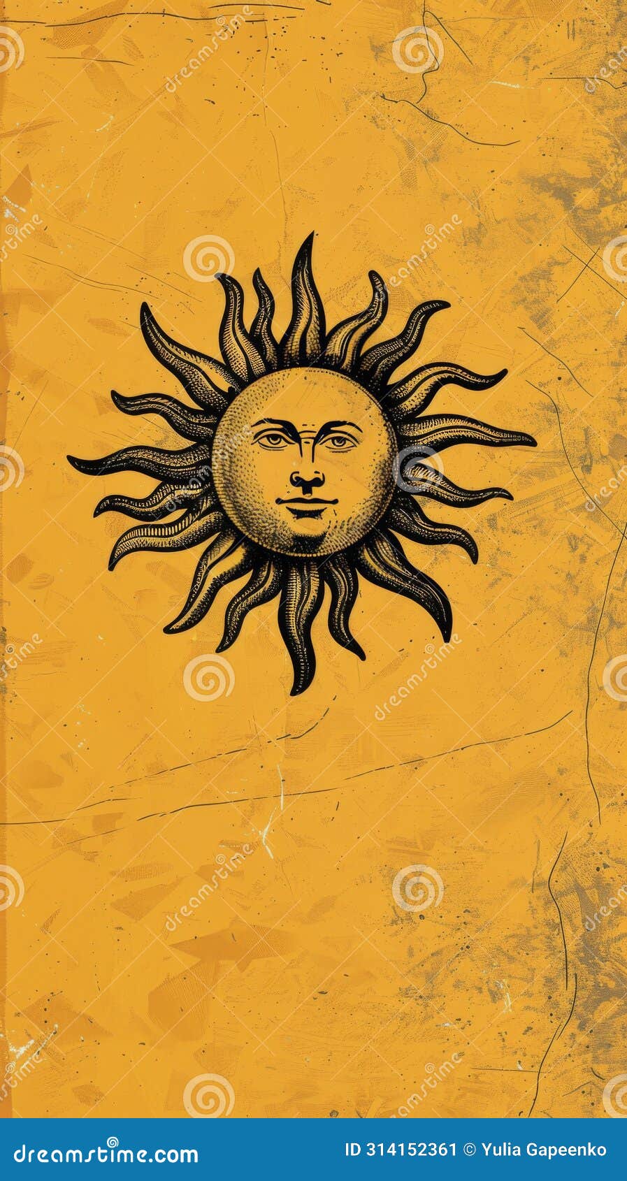 Sun with a Face Drawing stock image. Image of generative - 314152361