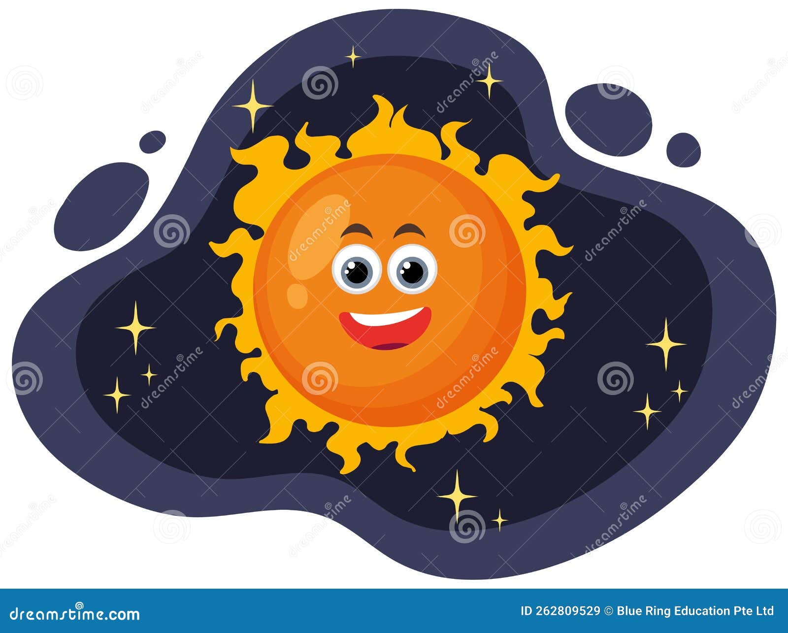 The Sun with Face Expression in the Space Stock Vector - Illustration ...