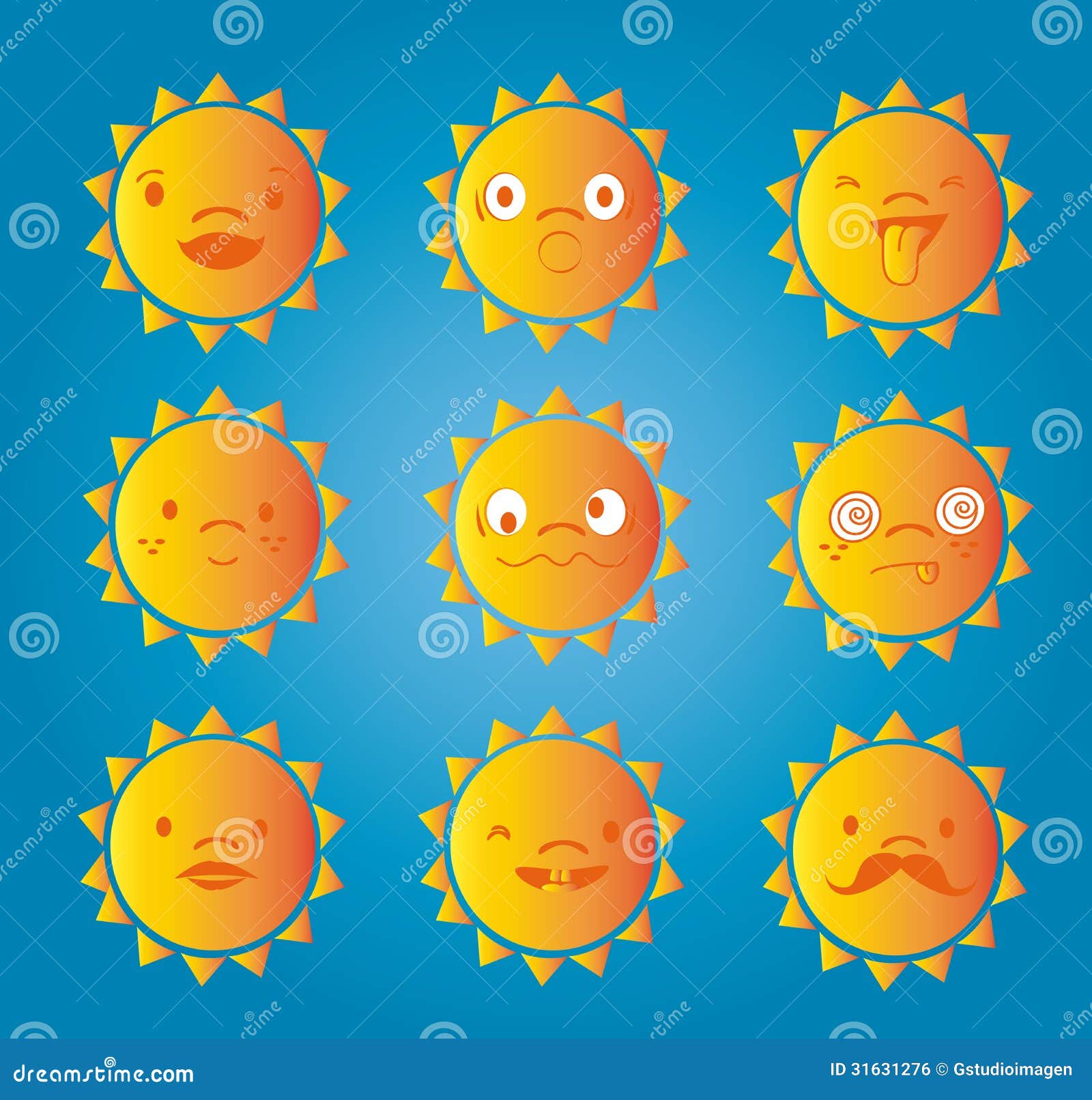 Sun faces stock vector. Illustration of element, instrument - 31631276