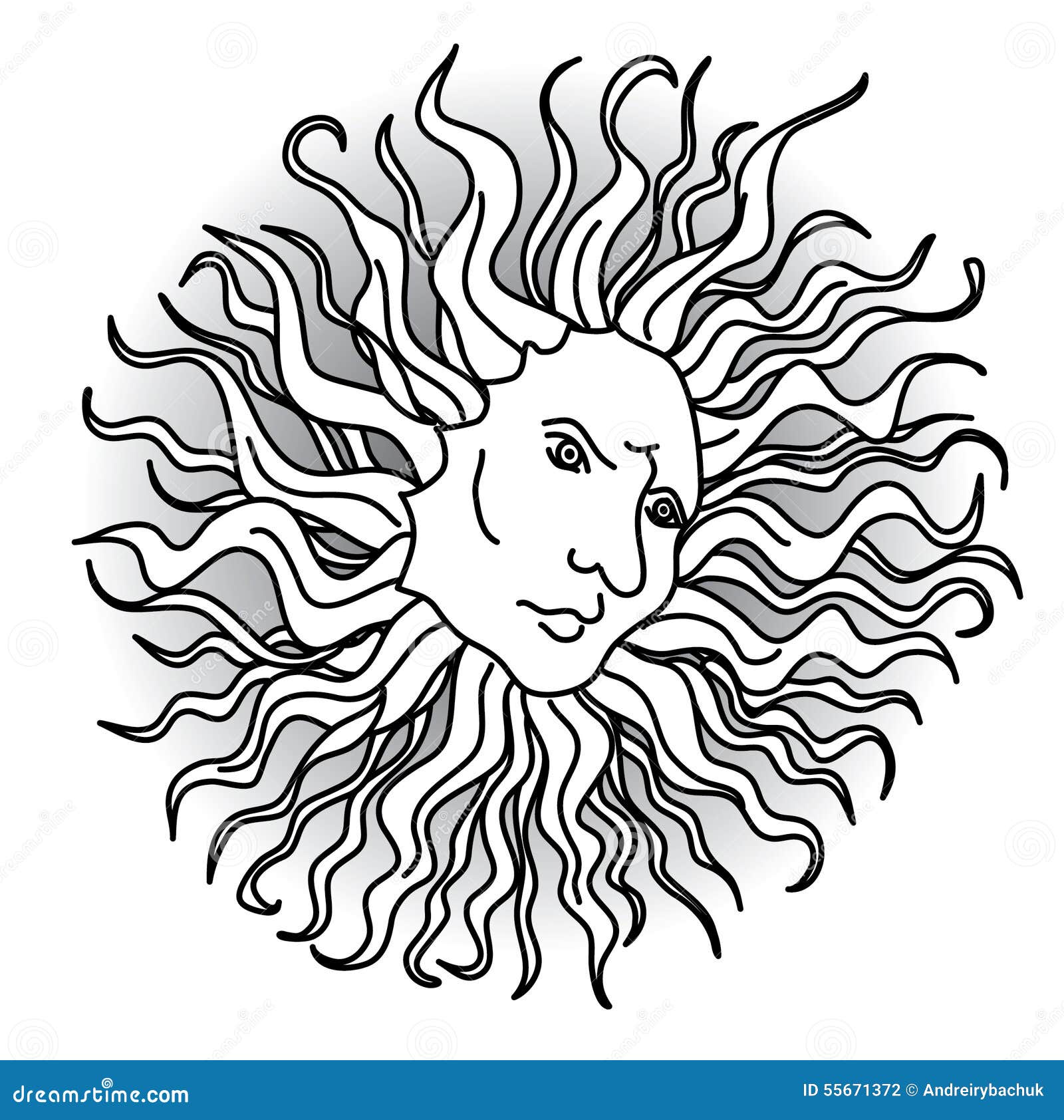 Sun with Faces in the Renaissance Style Stock Illustration ...