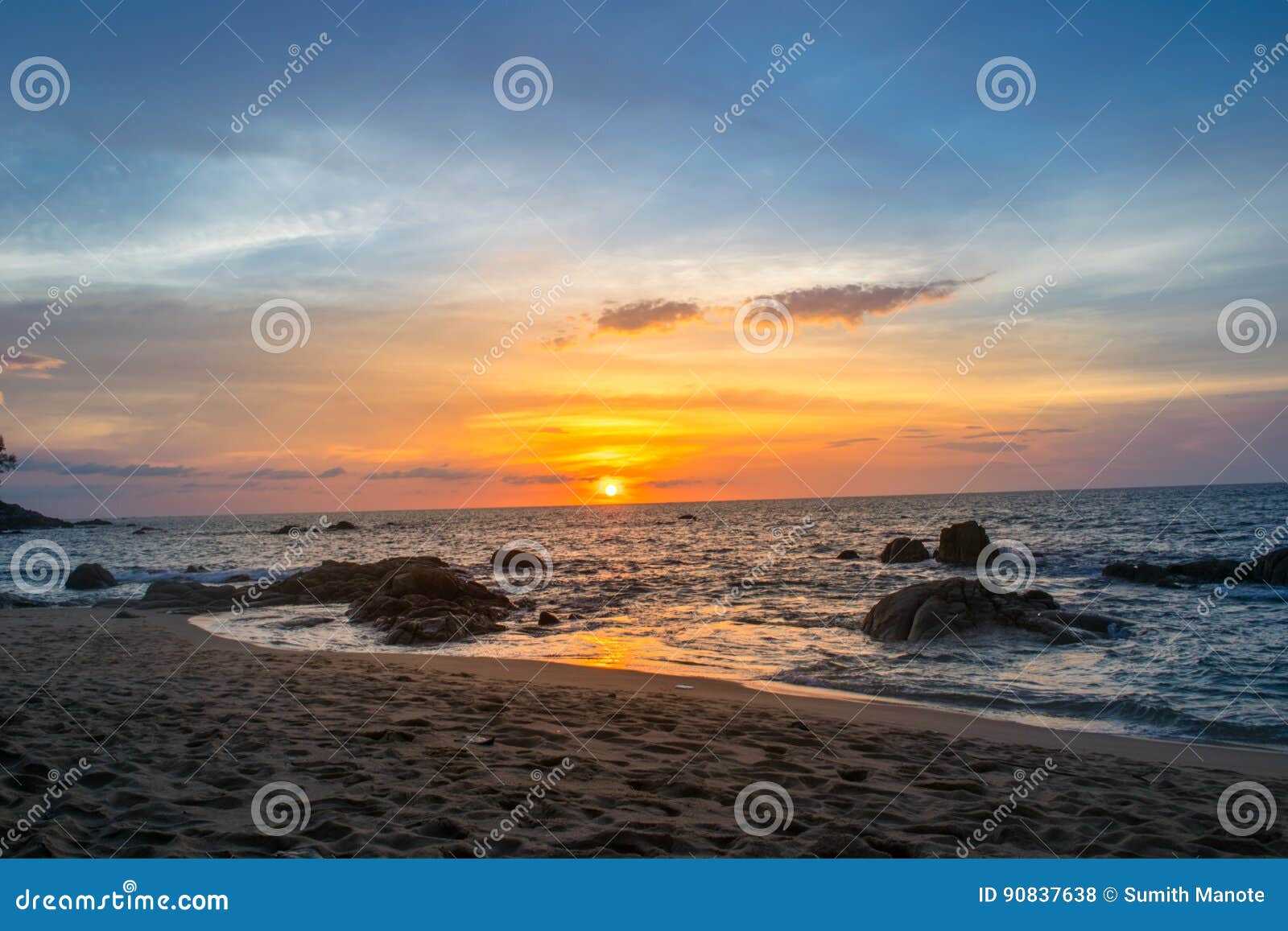 Sun Fallen at Beach at Sunset Time Stock Photo - Image of landscapes ...