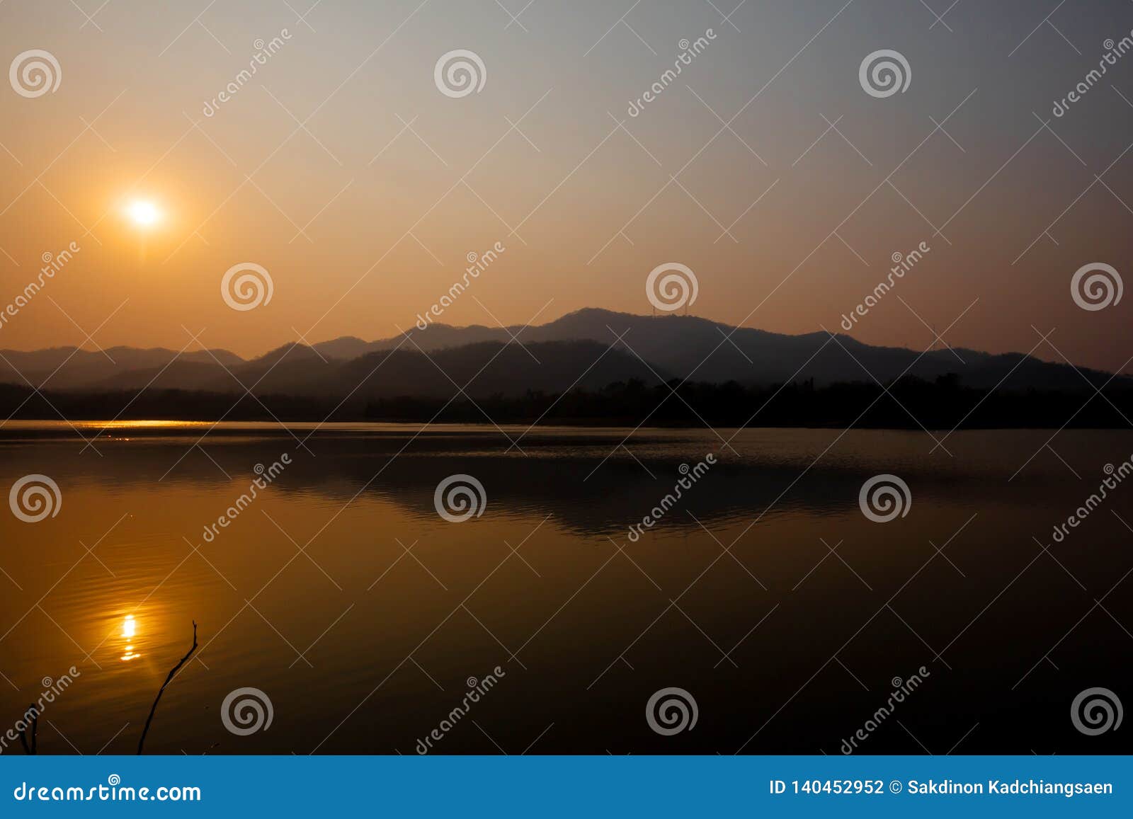 The Sun is Falling with Mountain View Stock Photo - Image of oxygen ...