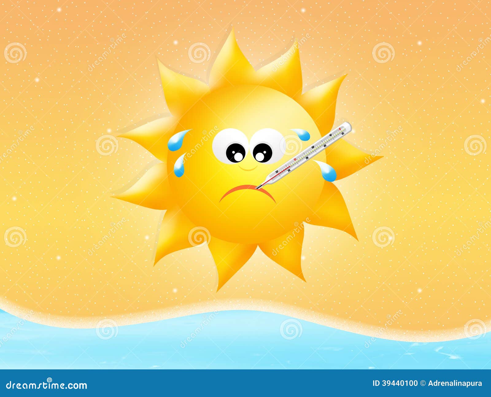 Sun with a fever stock illustration. Illustration of sunglasses - 39440100
