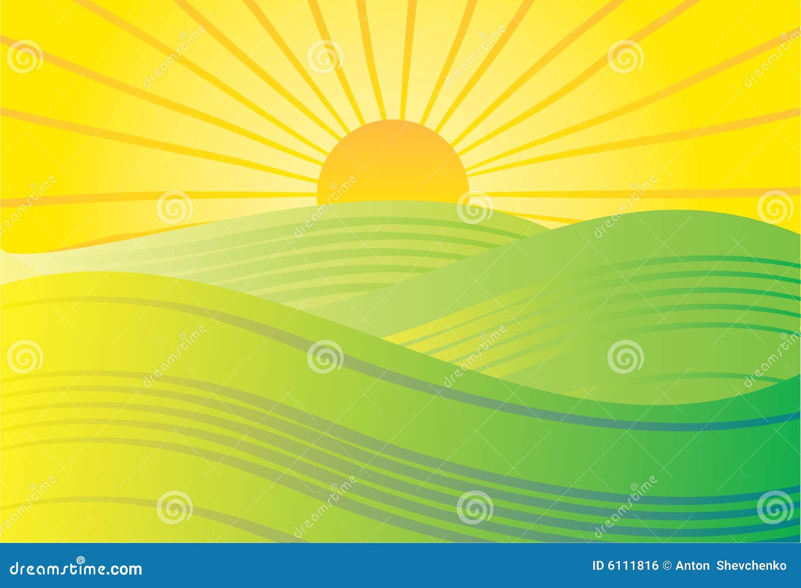 Sun field stock vector. Illustration of golf, escape, tourism - 6111816