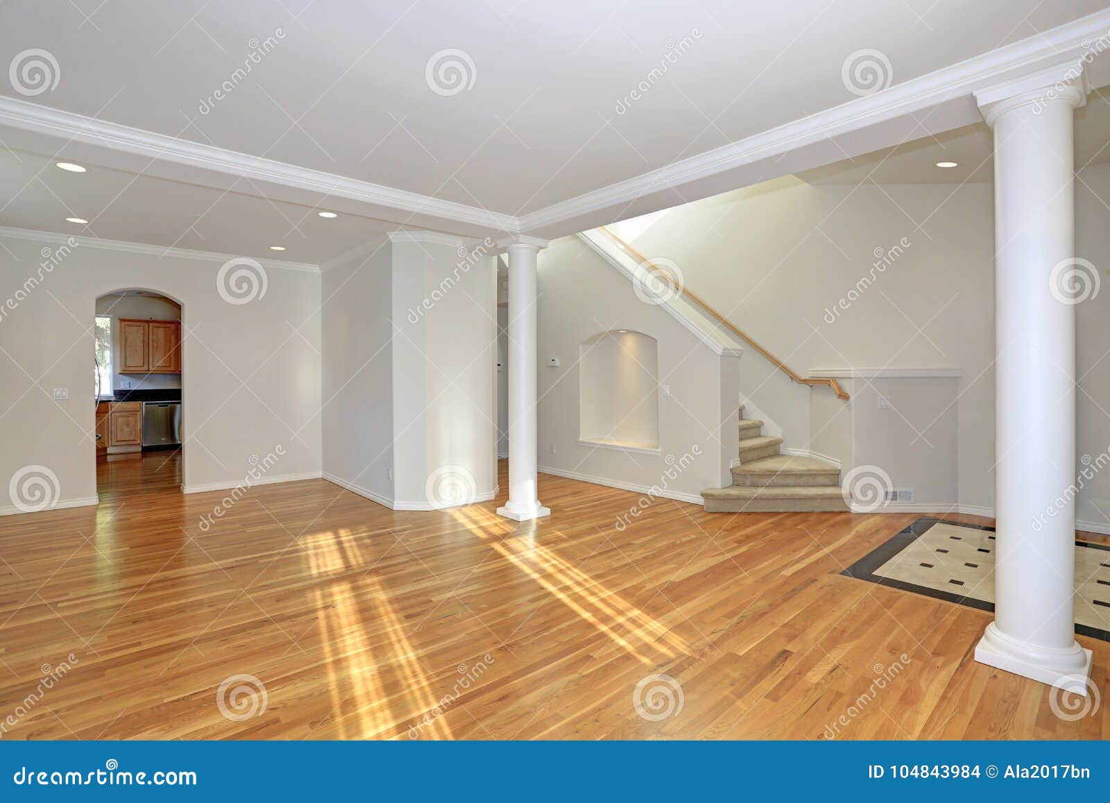 Sun Filled Open Floorplan Home Interior Stock Photo - Image of american ...