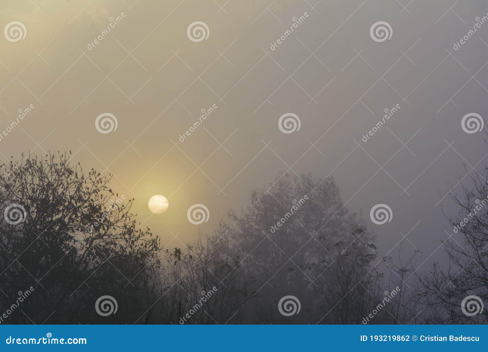 The Sun Filtered through the Clouds and the Fog in the Mountains Stock ...