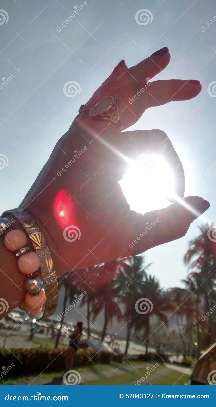 Sun between fingers stock image. Image of natural, atmosphere - 52843127