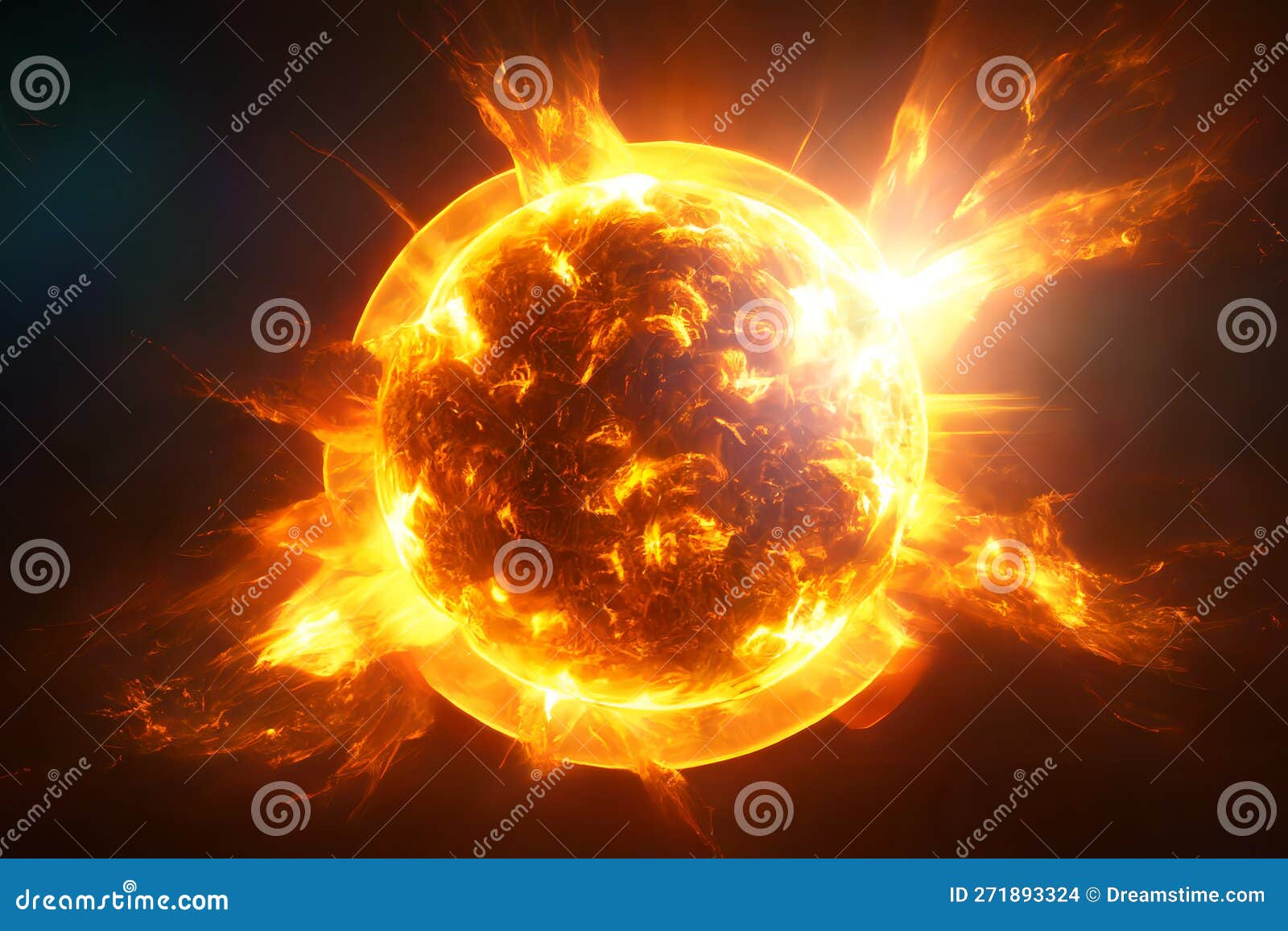 Sun Flames Realistic View in Space Stock Illustration - Illustration of ...