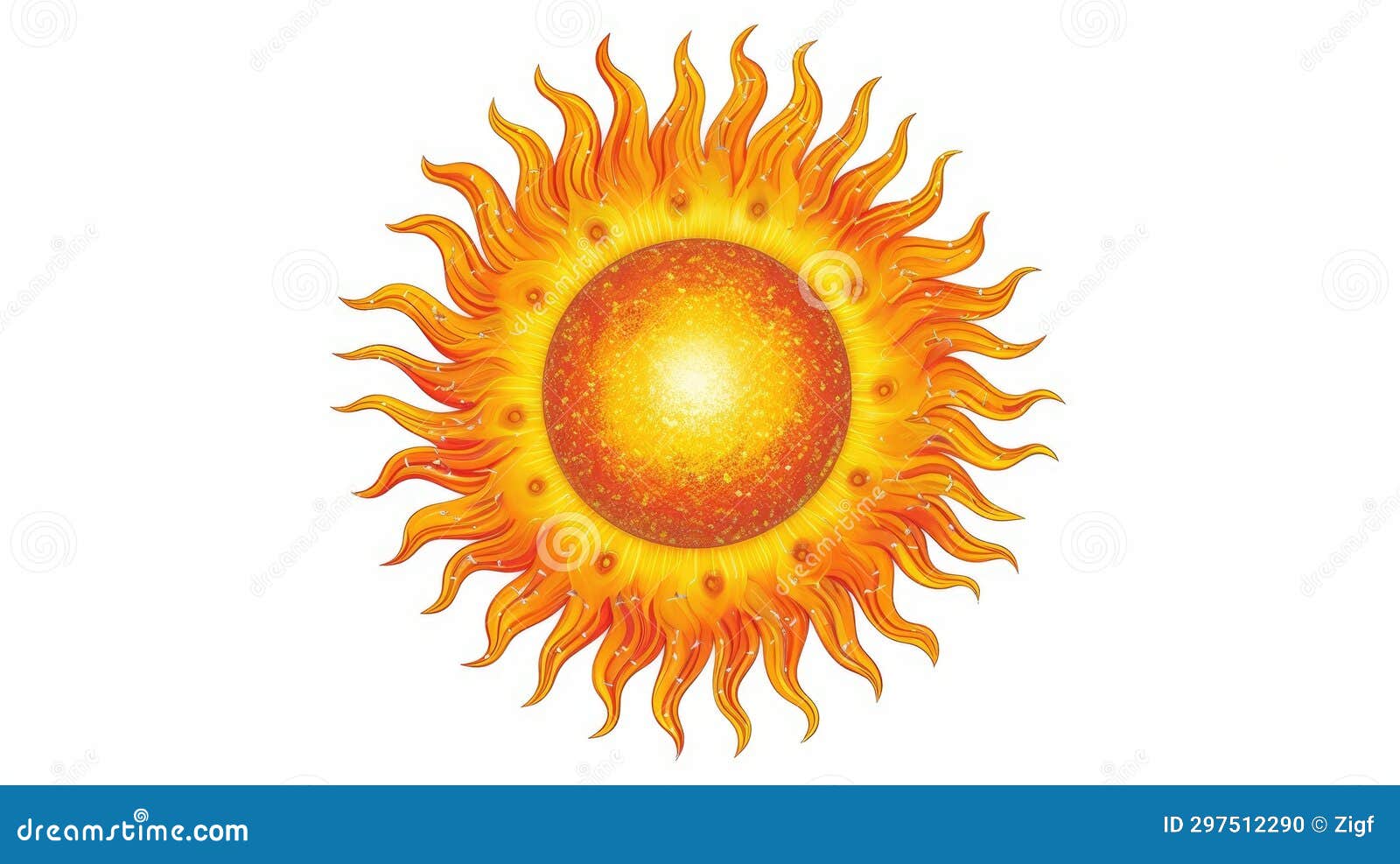 Sun with Flames on White Background Stock Illustration - Illustration ...