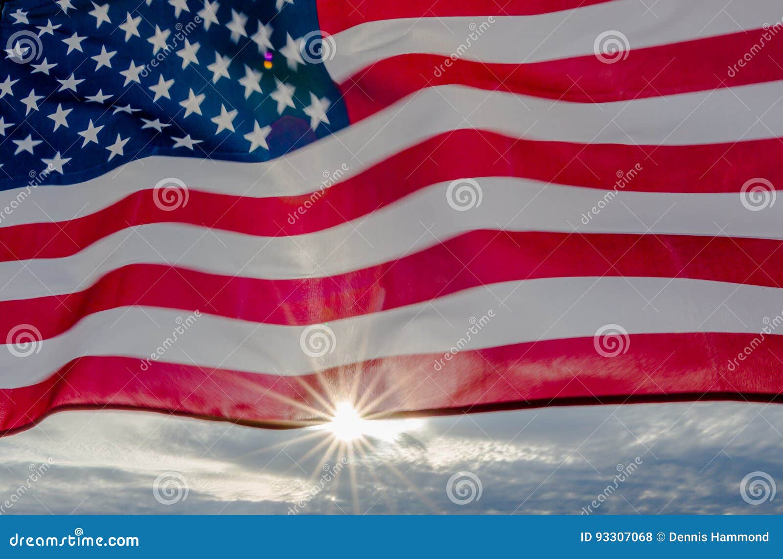 Sun Flare Behind American Flag Stock Photo - Image of patriot, fourth ...