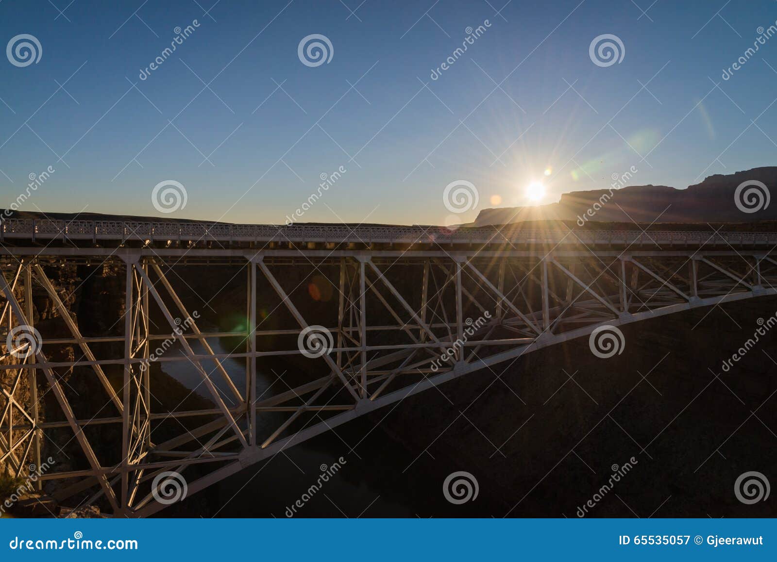 Sun Flare Brust On The Navajo Bridge In Sunset View Royalty-Free Stock ...