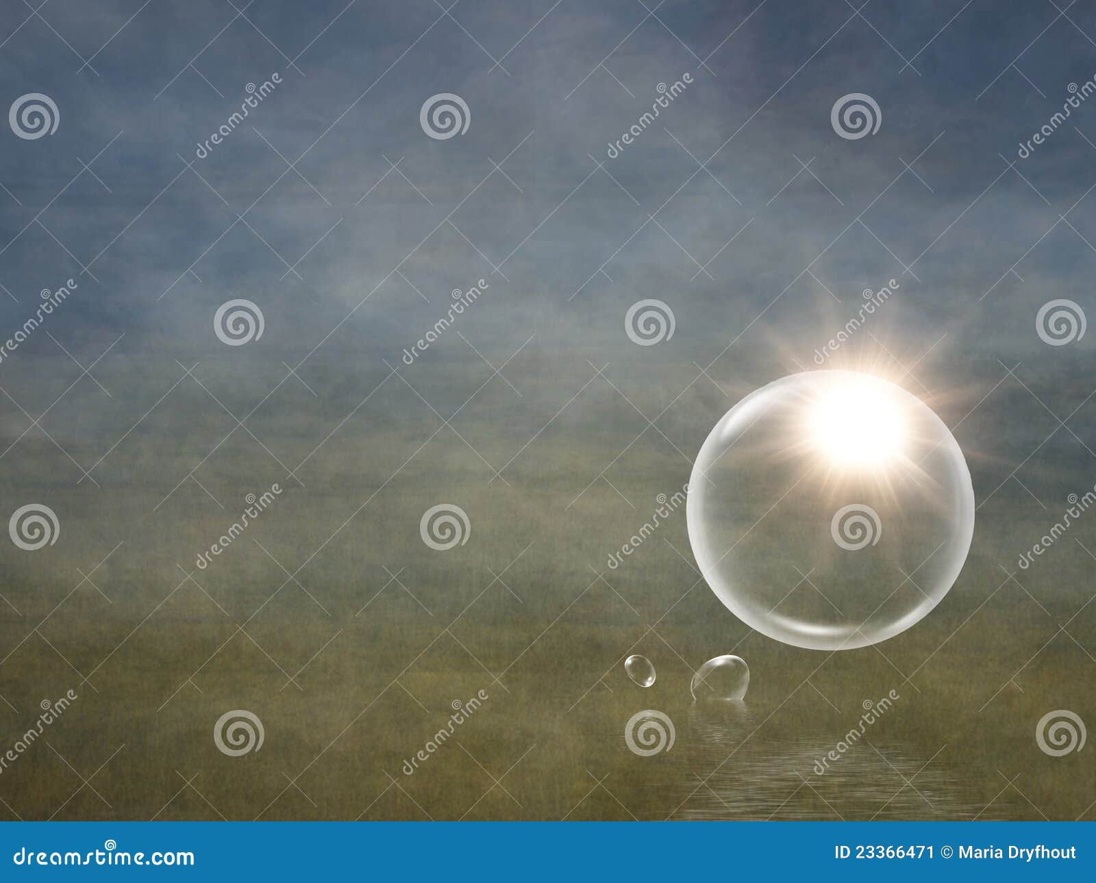 Sun flare in bubble stock illustration. Illustration of hover - 23366471