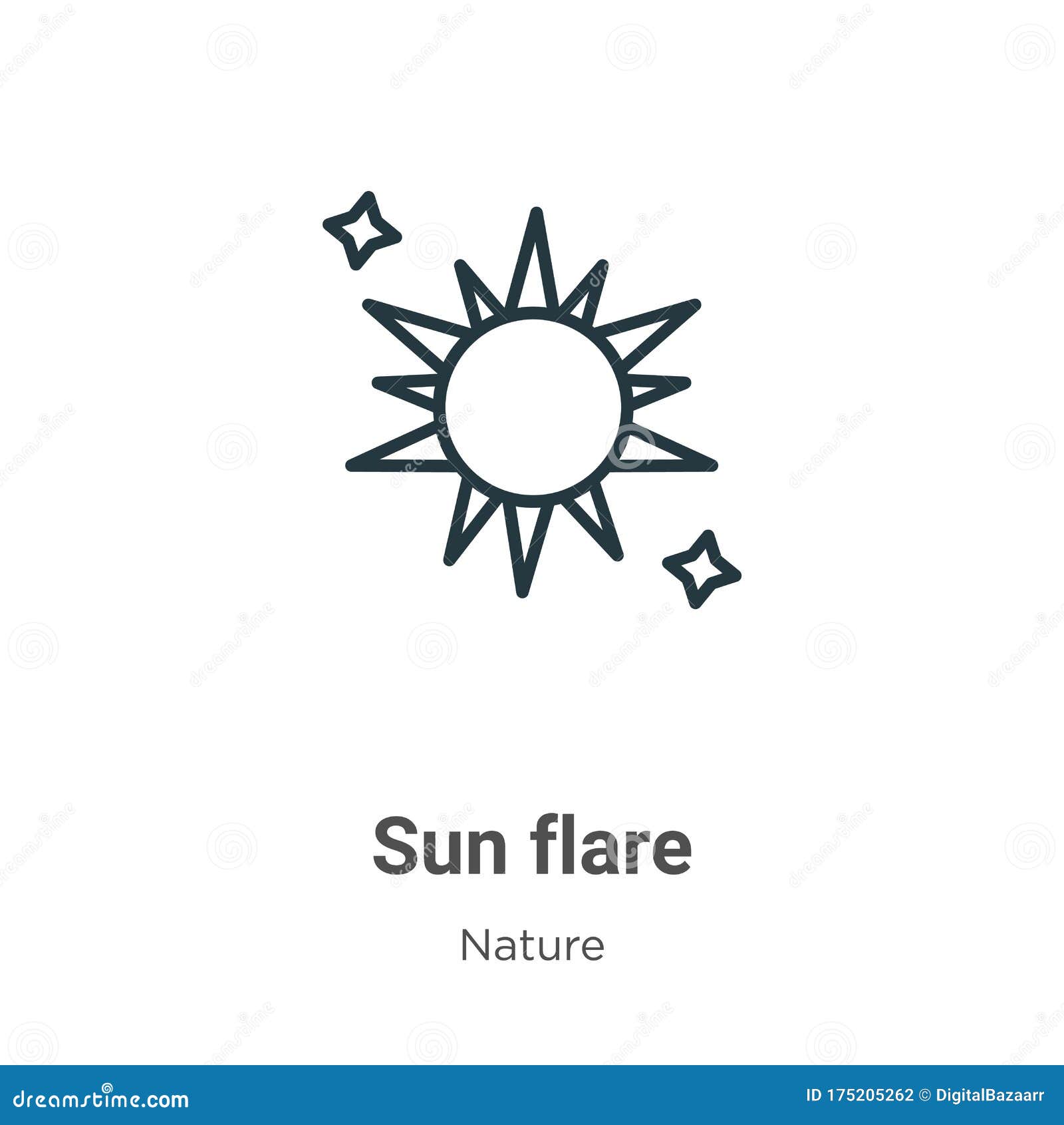 Sun Flare Outline Vector Icon. Thin Line Black Sun Flare Icon, Flat ...