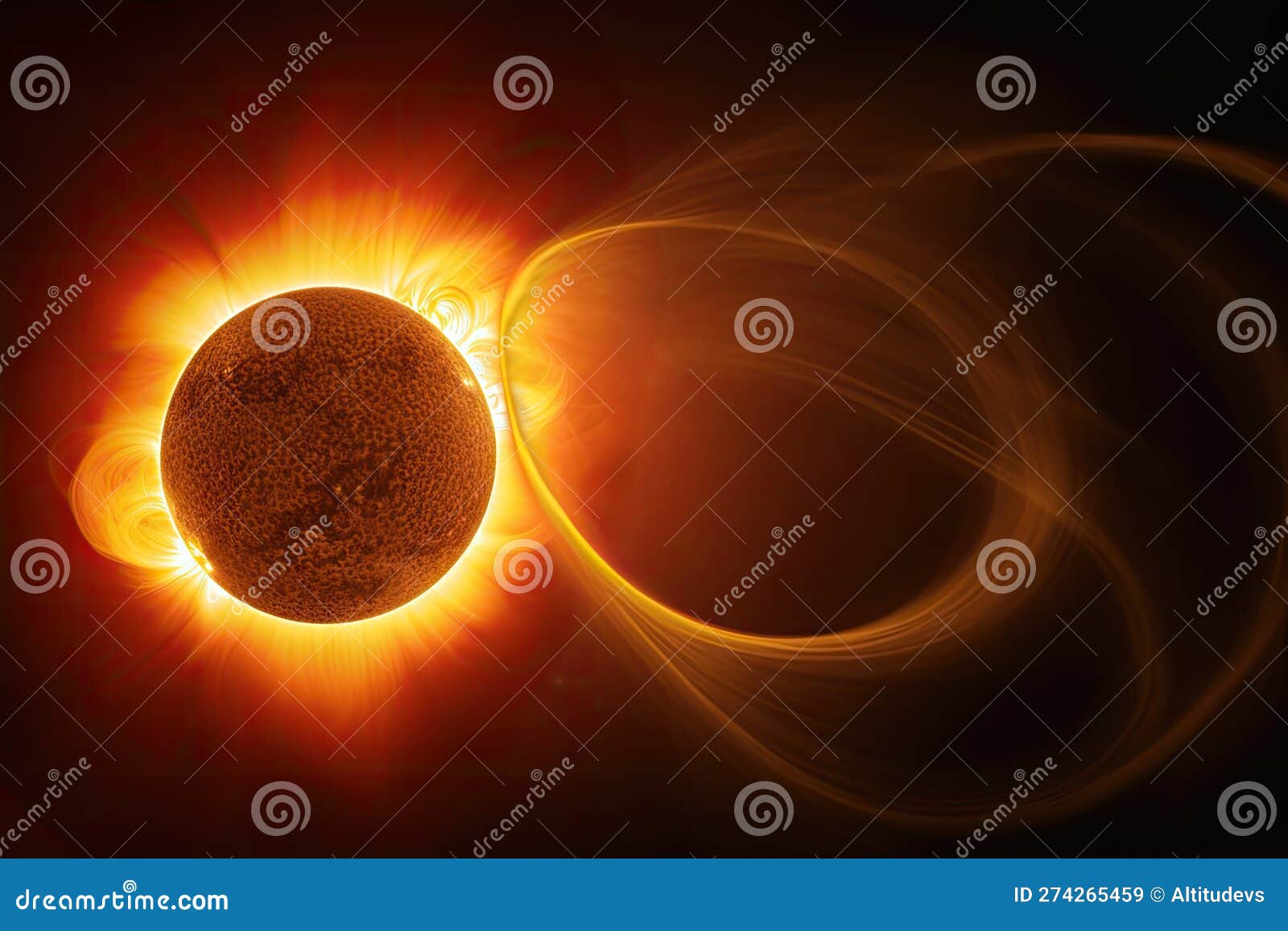 The Sun, with Flares and Coronal Loops Visible, and the Moon in the ...
