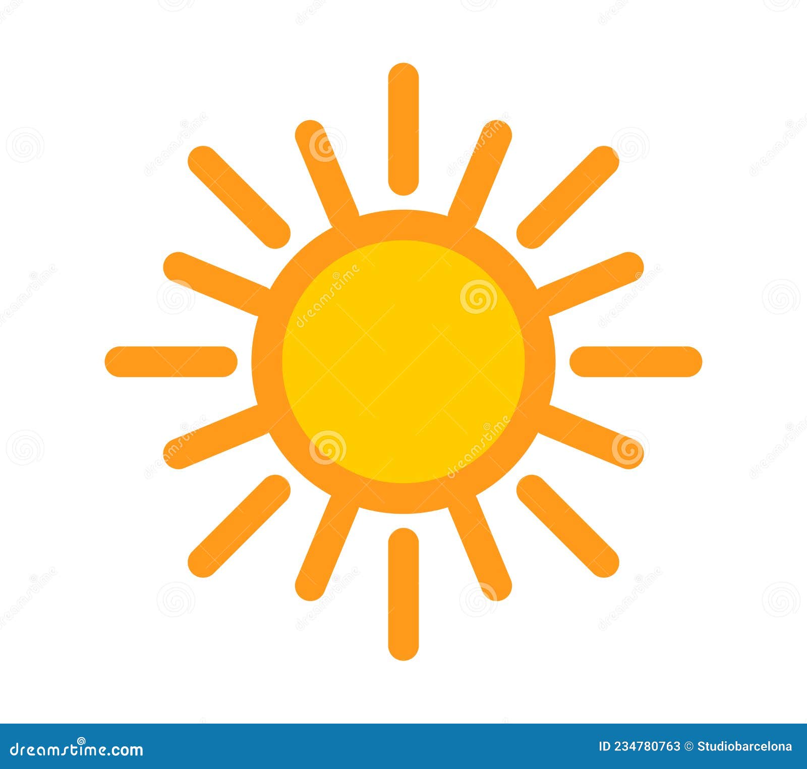 Sun flat design art icon stock vector. Illustration of outline - 234780763