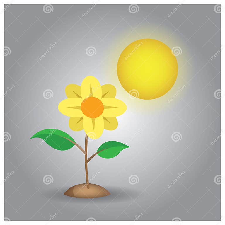 Sun and Flower. Vector Illustration Decorative Design Stock Vector ...