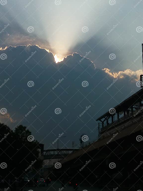 Sun Fork Lighting through the Cloud Stock Image - Image of fork, cloud ...