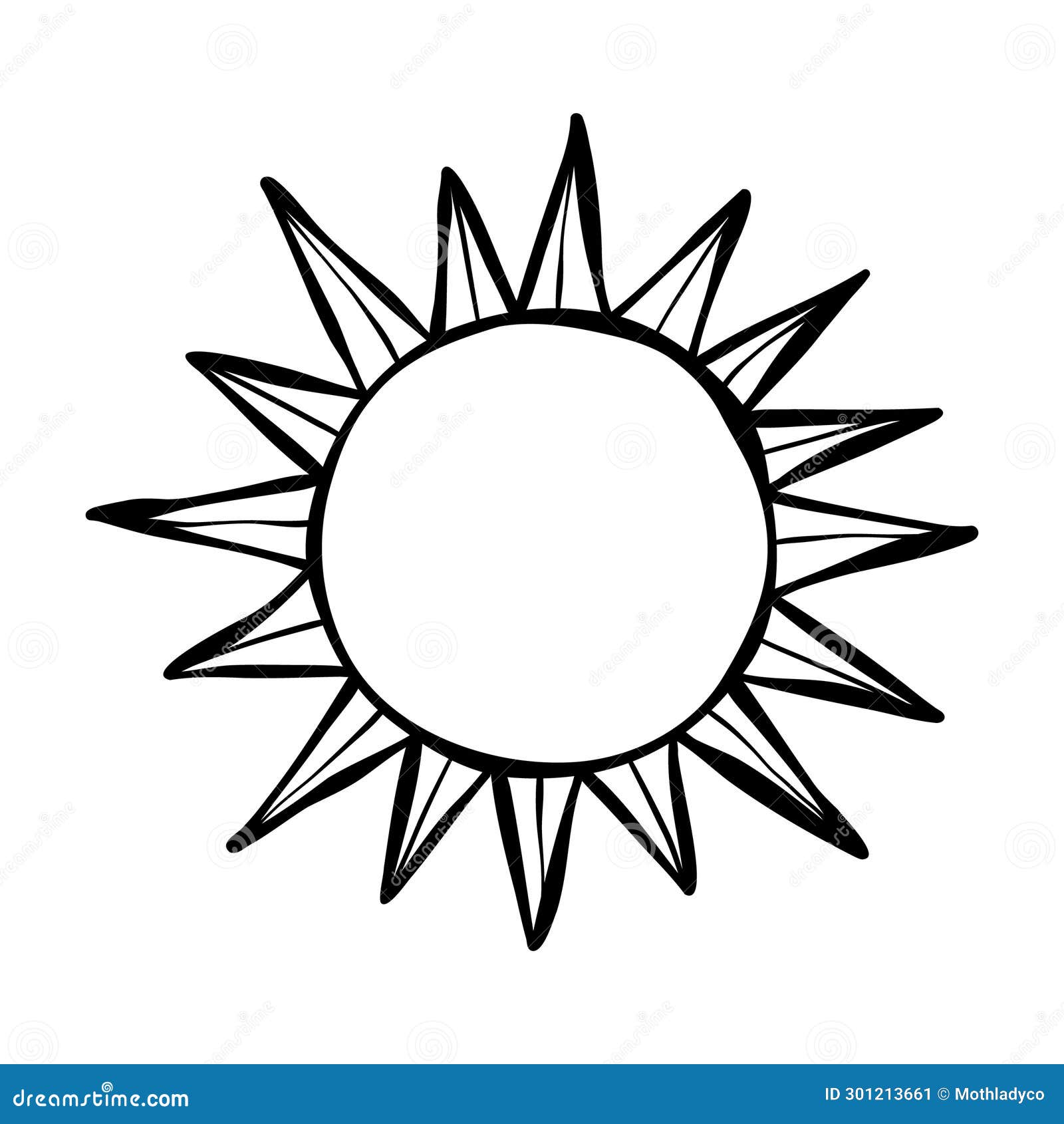 Sun Frame, Hand Drawn Sunray Doodle, Isolated Clip Art Stock Vector ...