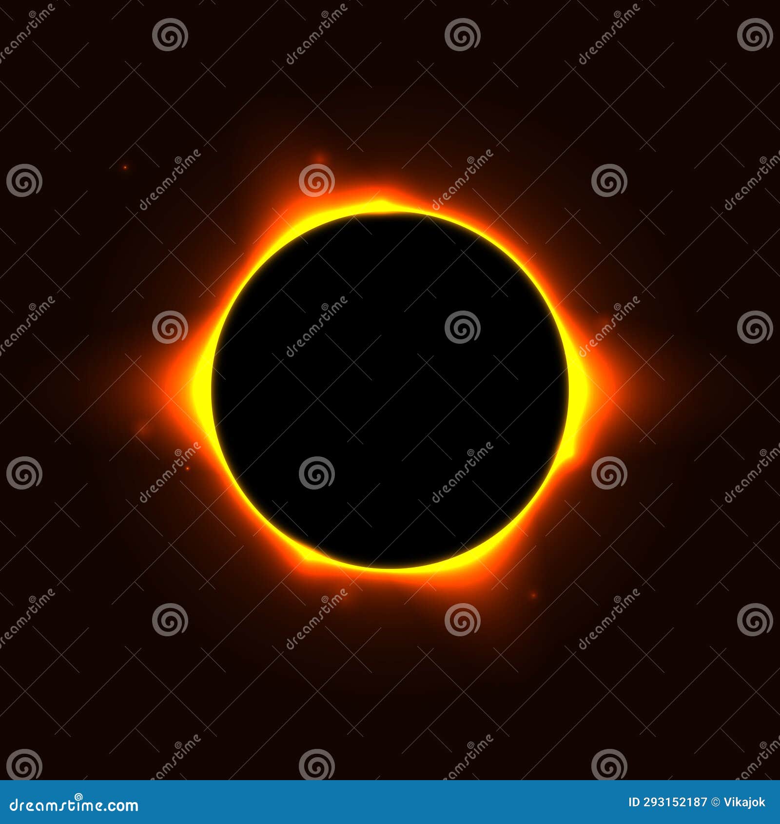 Sun Full Eclipse Concept. Red Yellow Solar Glow Background. Moon Or ...